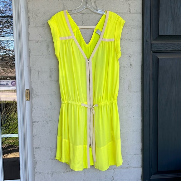 A.L.C. | Dresses | Nwt Alc Neon Yellow Silk Vneck Sleeveless Dress W ...